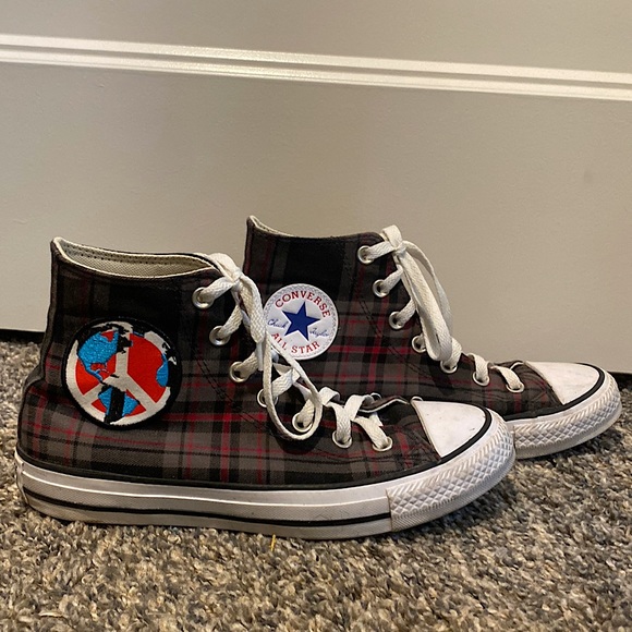 Converse | Shoes | Plaid Peace Sign With Map Of The World On The Peace ...